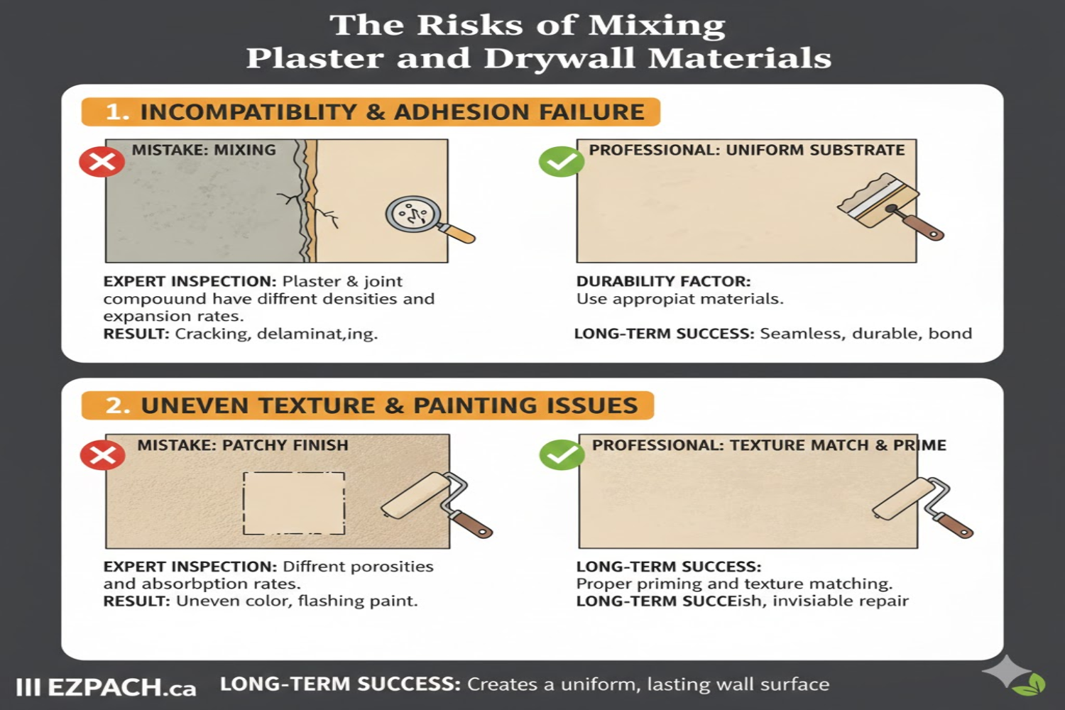 The Risks of Mixing Plaster and Drywall Materials - EZ Patch Drywall Repair